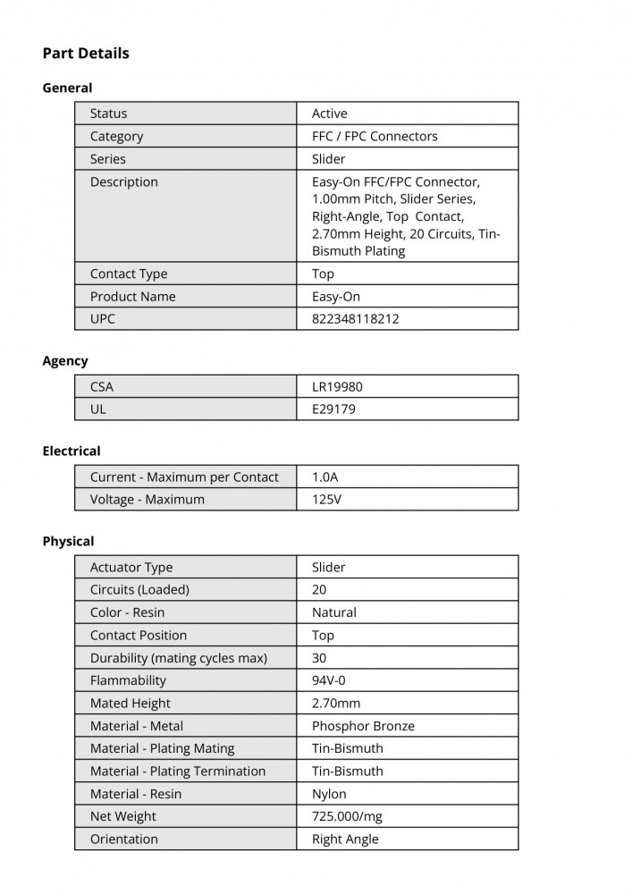 Technical document image 2 for MOLEX 522072085