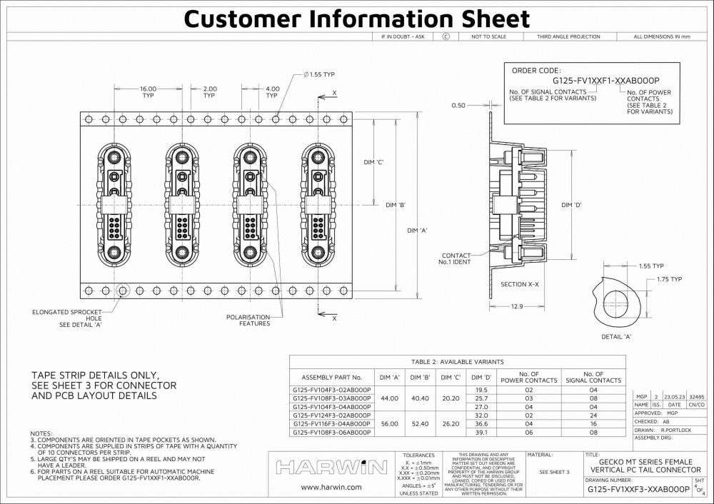 Harwin Gecko MT Series connector drawing page 2
