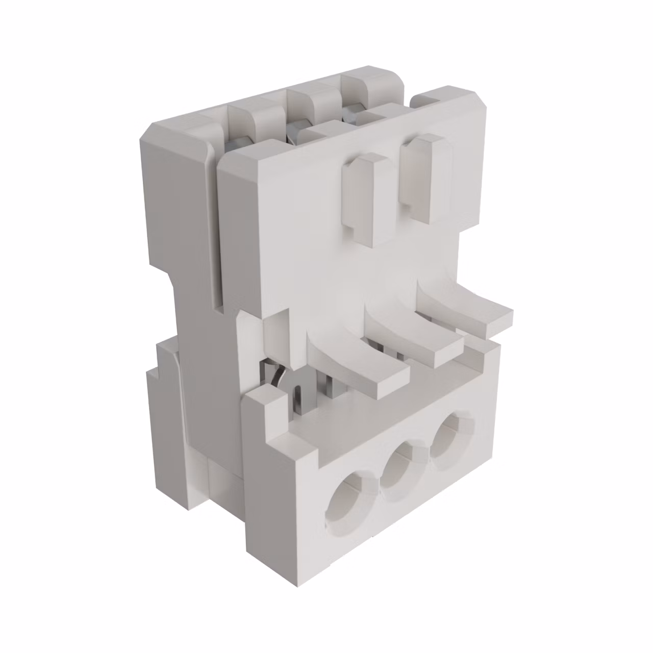 Appli-Mate RAST 2.5 IDT Housing, 2.50mm Pitch, Female, 3 Circuits, Beaded Terminal, Position Keys A & D Removed, Slotted Endwalls, Polarizing Rib Between Circuits 1 & 2