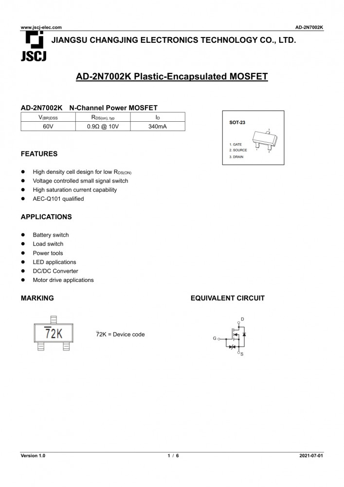 AD-2N7002K datasheet page 1