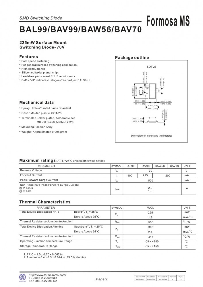 BAV99 datasheet page 2