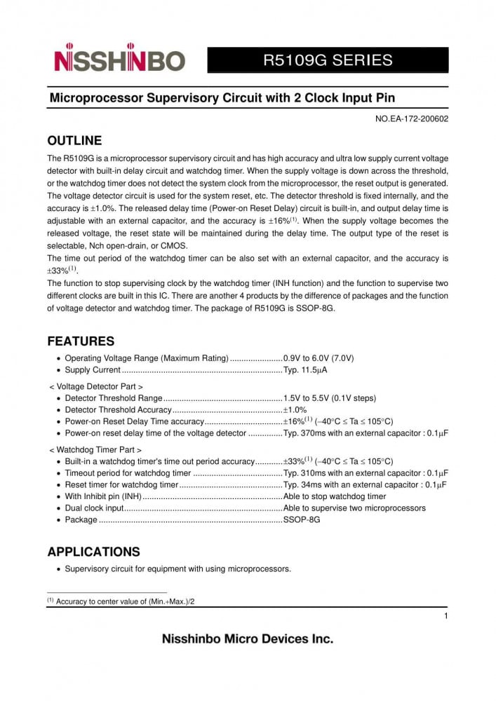 R5109 datasheet page 1