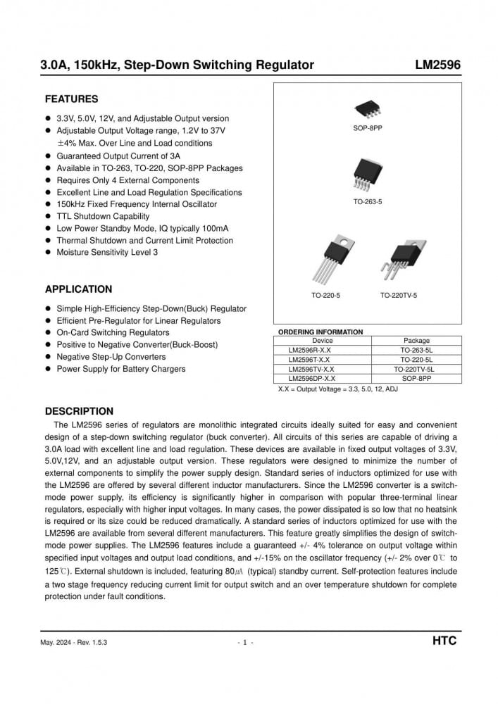 LM2596 datasheet page 1
