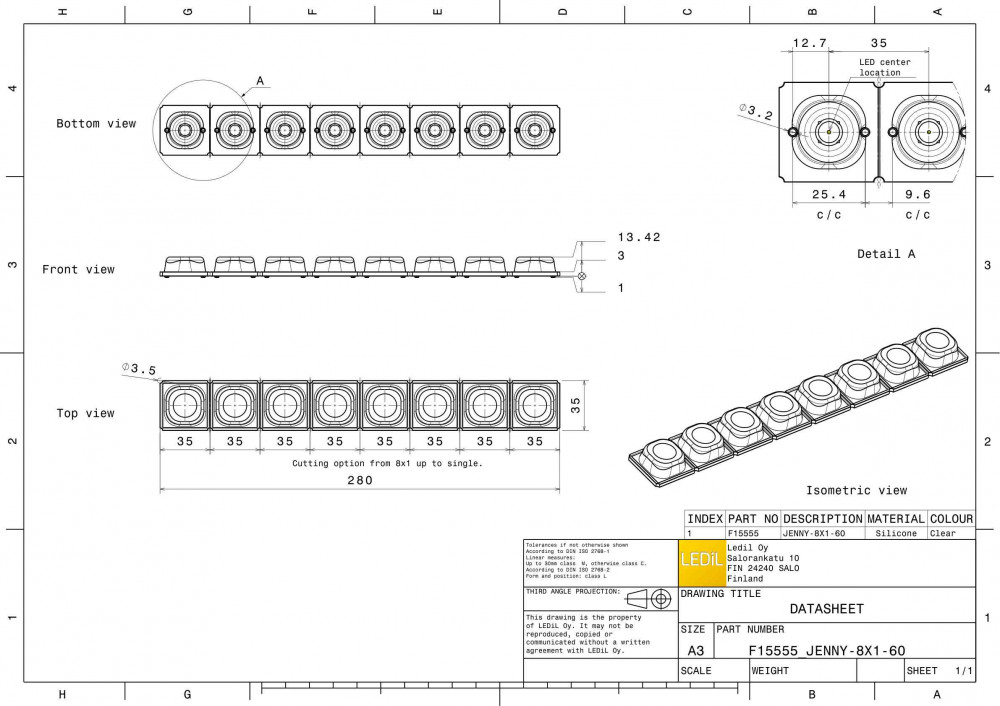 LEDiL F15555 JENNY-8X1-60 product drawing