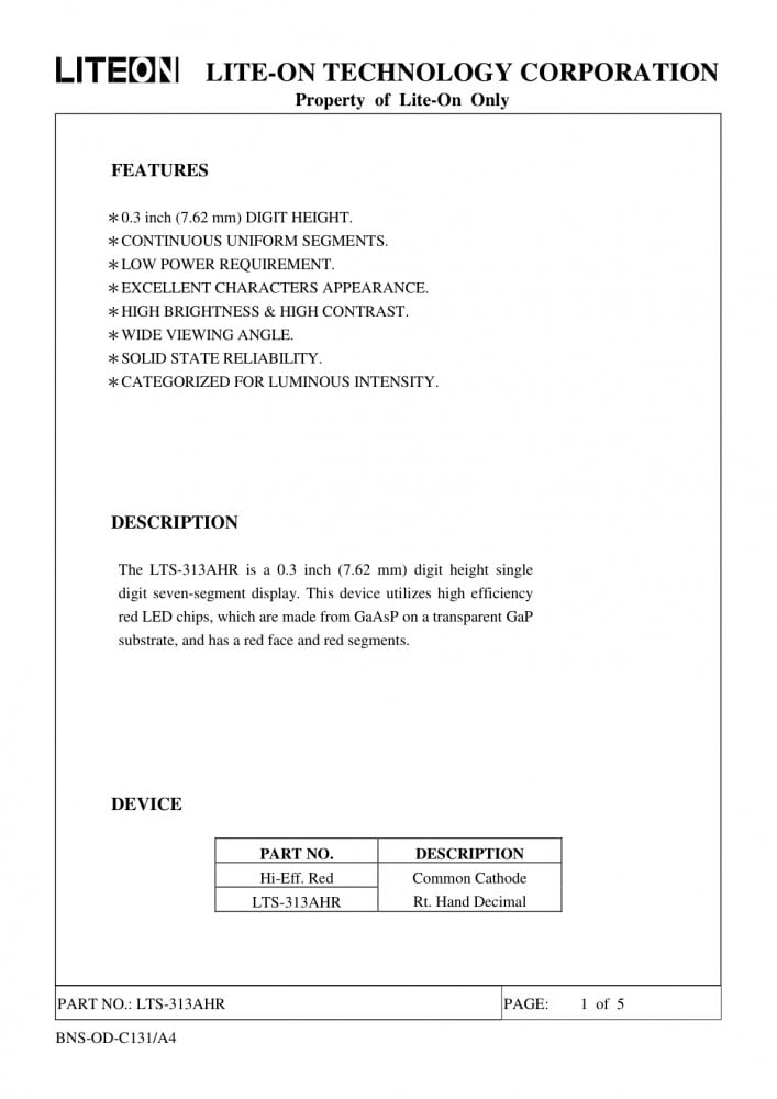 LTS-313AHR datasheet page 2