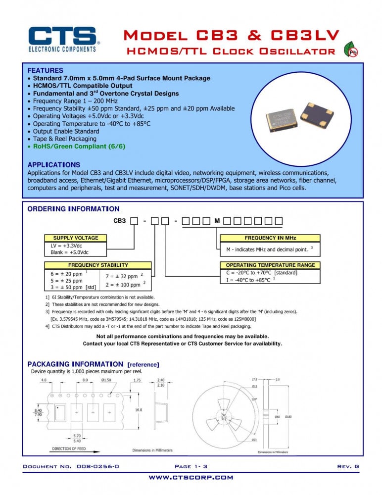 CTS CB3LV datasheet page 1