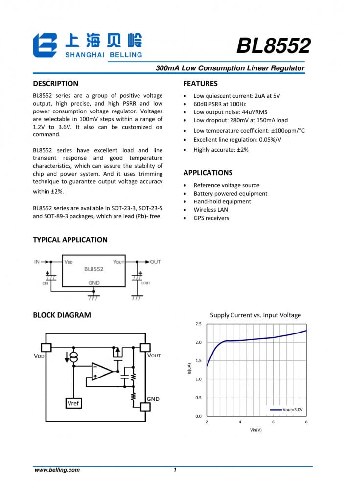 BL8552 datasheet page 1