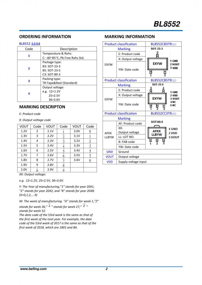 BL8552 datasheet page 2