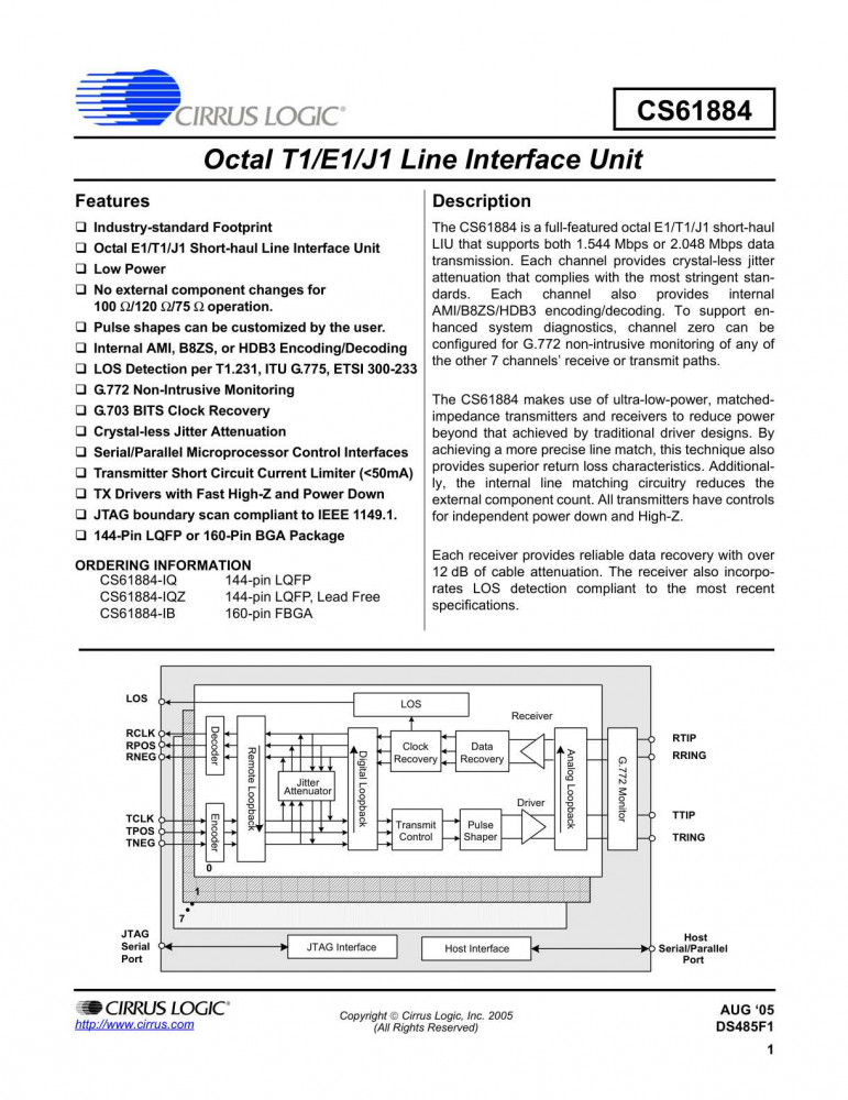 CS61884-IB datasheet page 1