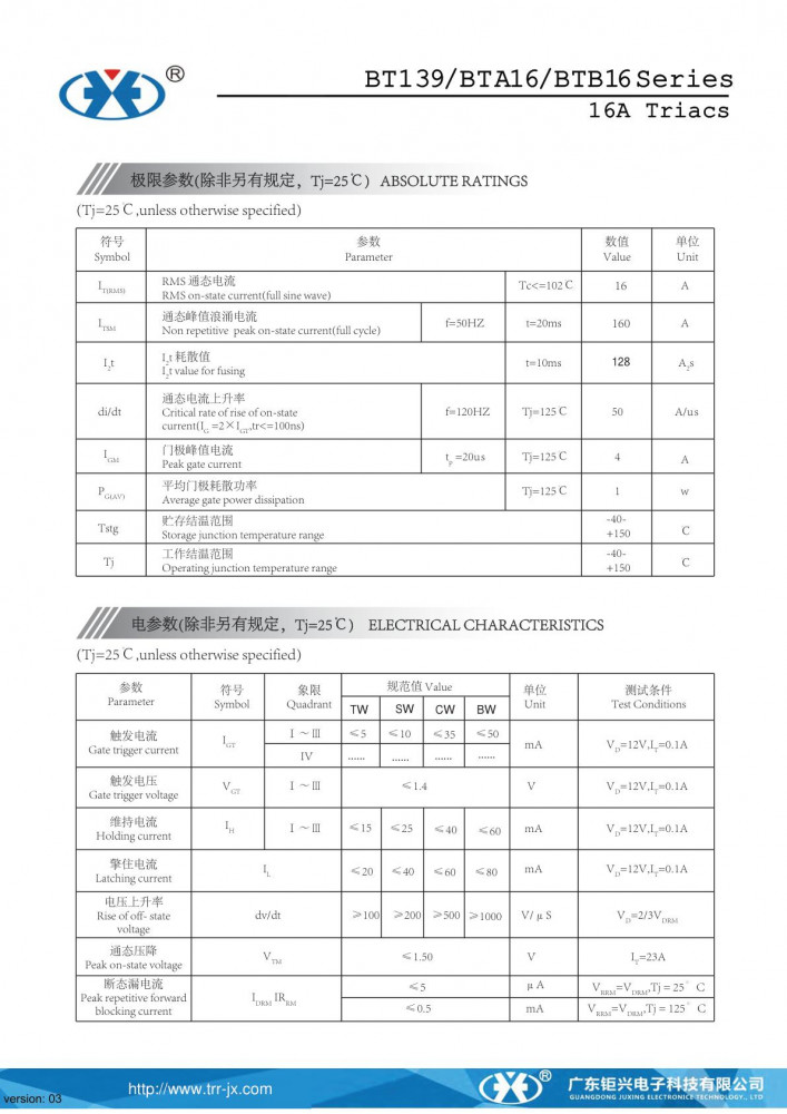 BTA16-800BCW datasheet page 2