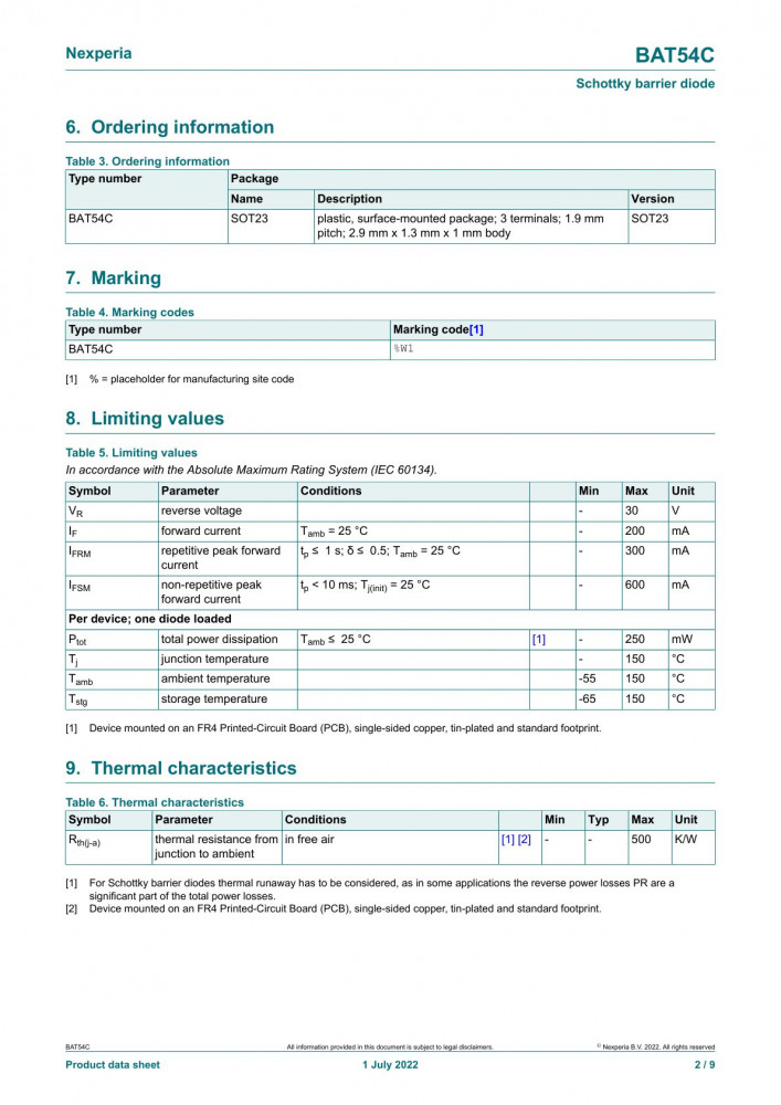 BAT54C datasheet preview, page 2