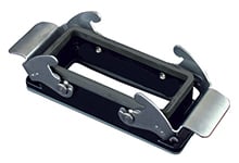 Heavy-Duty Harsh Environment (HE) Double Lever Bulkhead Mount Housing, Die-cast Aluminum, with 2 Levers, with Gasket, Size 10B «57x27», Black for sale