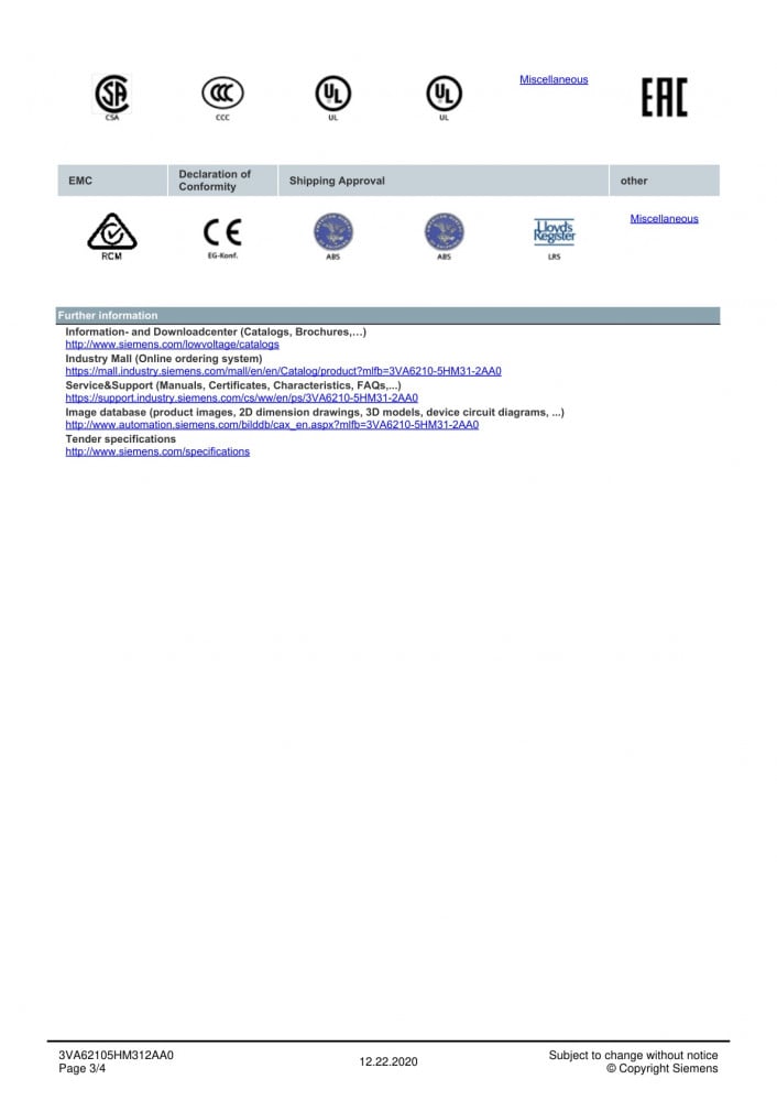 3VA6210-5HM31-2AA0 technical document page 3