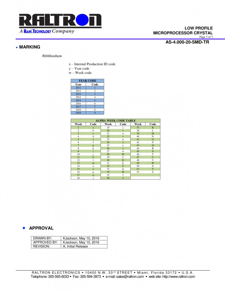 Raltron AS-4.000-20-SMD-TR technical document page 3