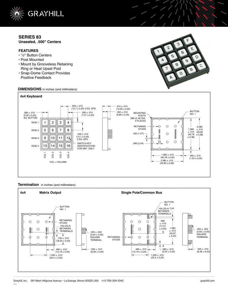 Grayhill Series 83 technical document, page 2