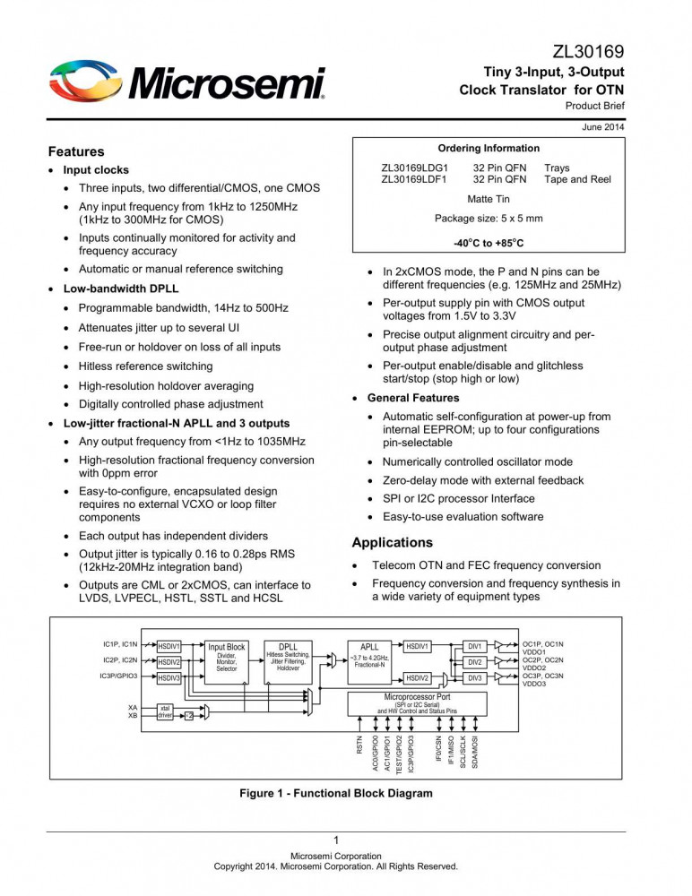 ZL30169LDF1 technical document page 1