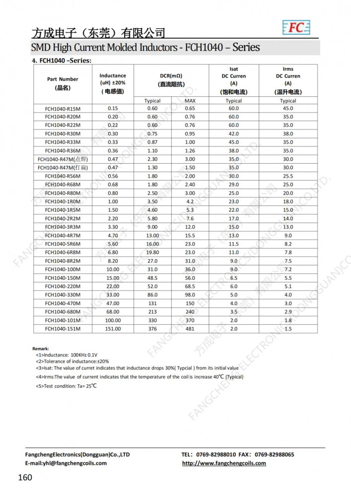 FCH1040 series technical document page 2