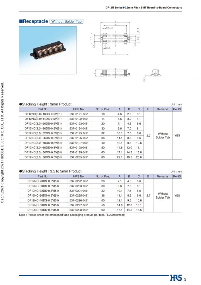 HRS DF12N datasheet page 3