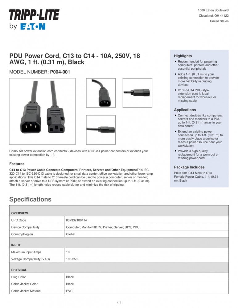 P004-001 technical document page 1