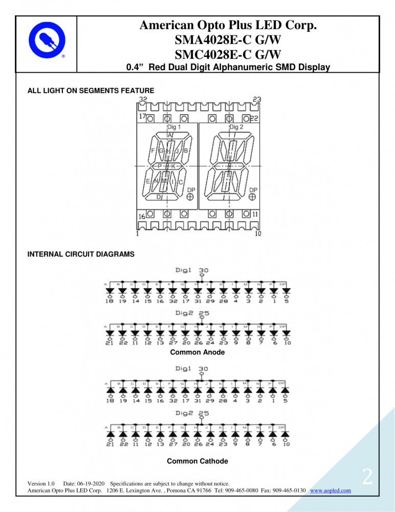 SMC4028 display datasheet page 2