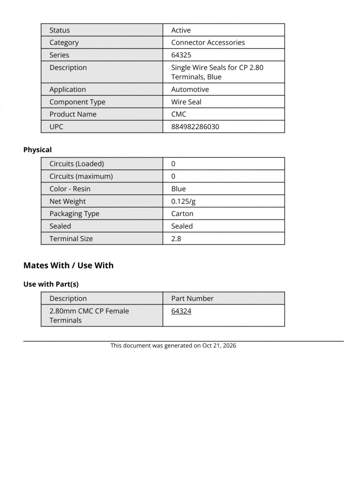 Technical document page 2 for Molex 643251366