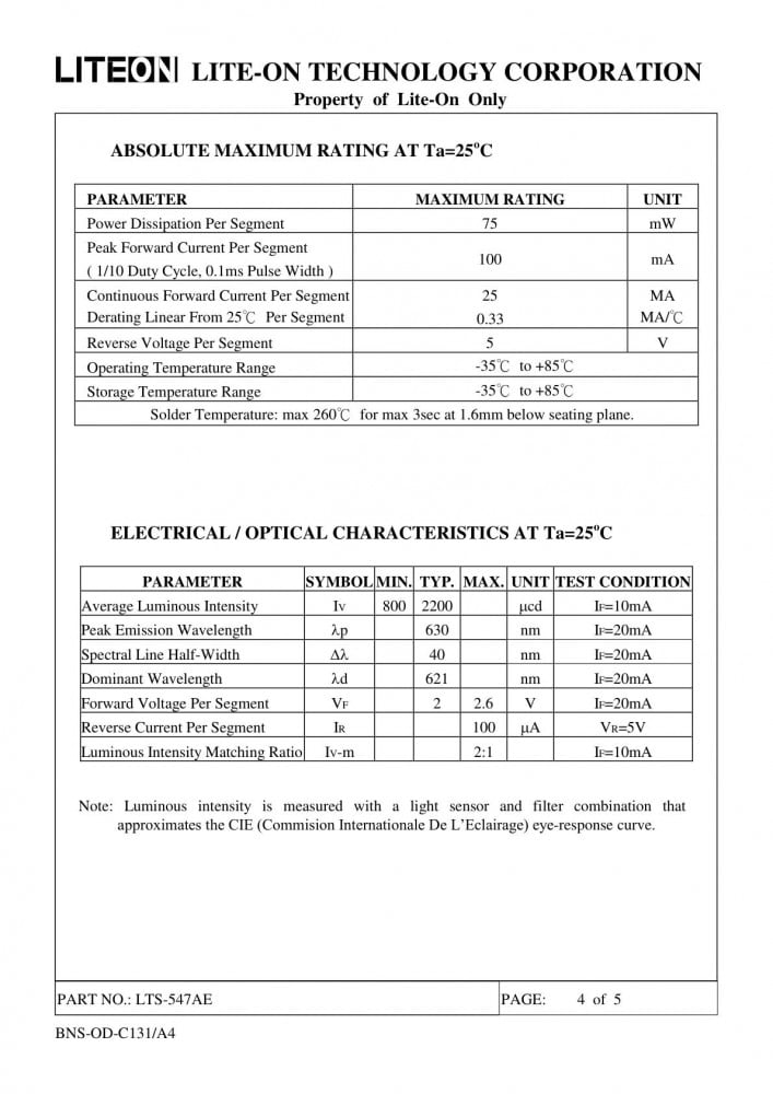 LTS-547AE datasheet page 5