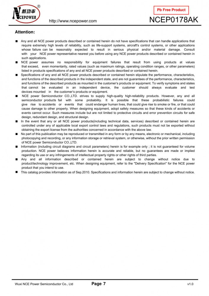 NCEP0178AK datasheet page 7