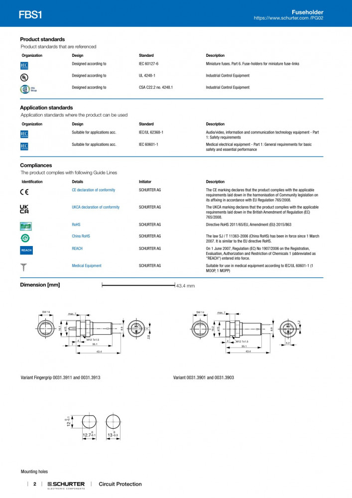 SCHURTER 0031.3911 datasheet page 2