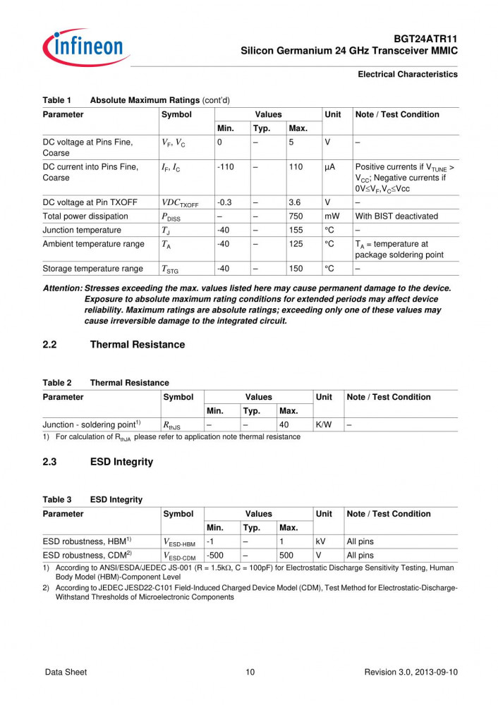 BGT24ATR11 datasheet page 10