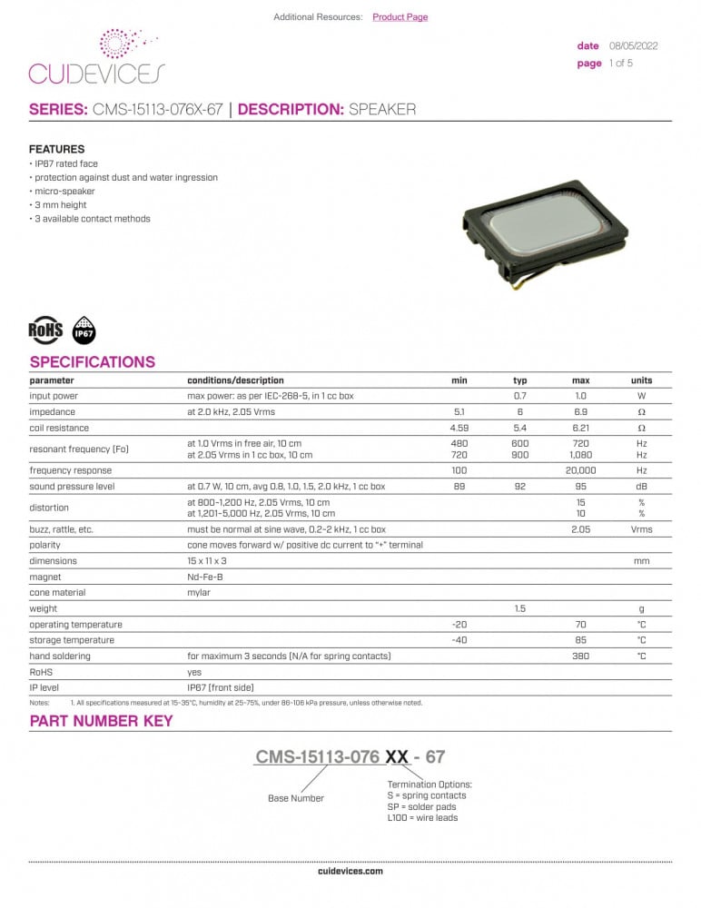CMS-15113-076L100-67 datasheet page 1