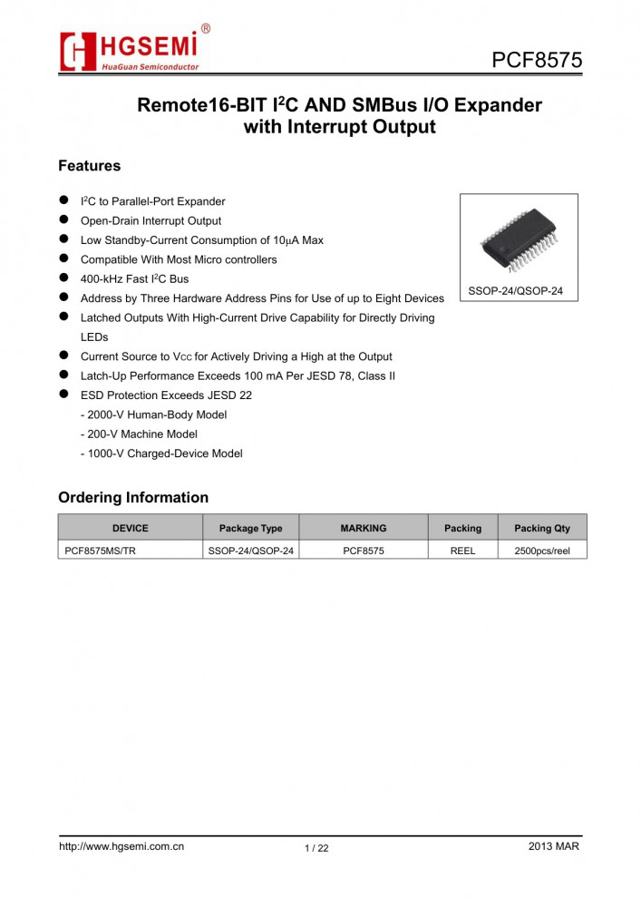 PCF8575MS/TR datasheet page 1