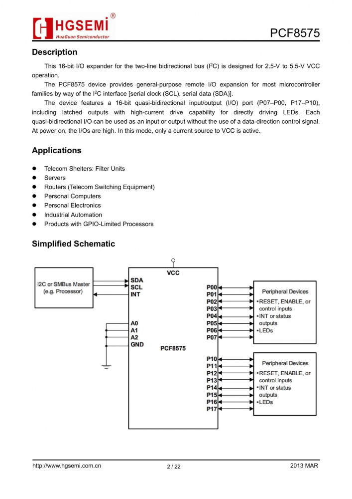 PCF8575MS/TR datasheet page 2