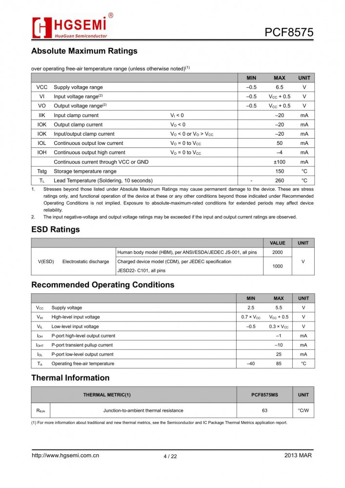 PCF8575MS/TR datasheet page 4