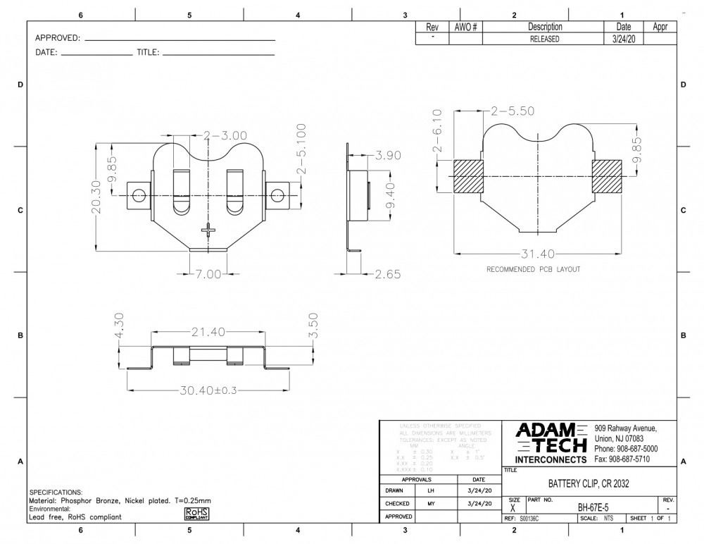 ADAM TECH BH-67E-5 technical drawing preview