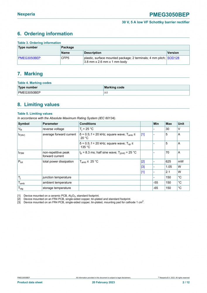 PMEG3050BEP datasheet page 2