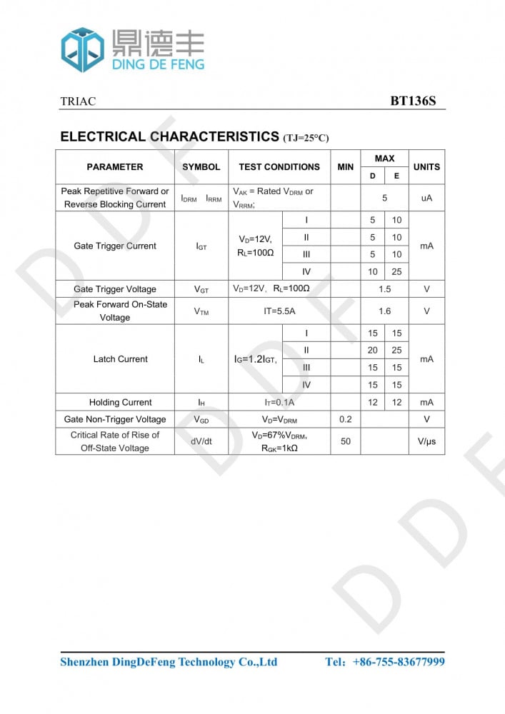BT136S-600E technical document page 2