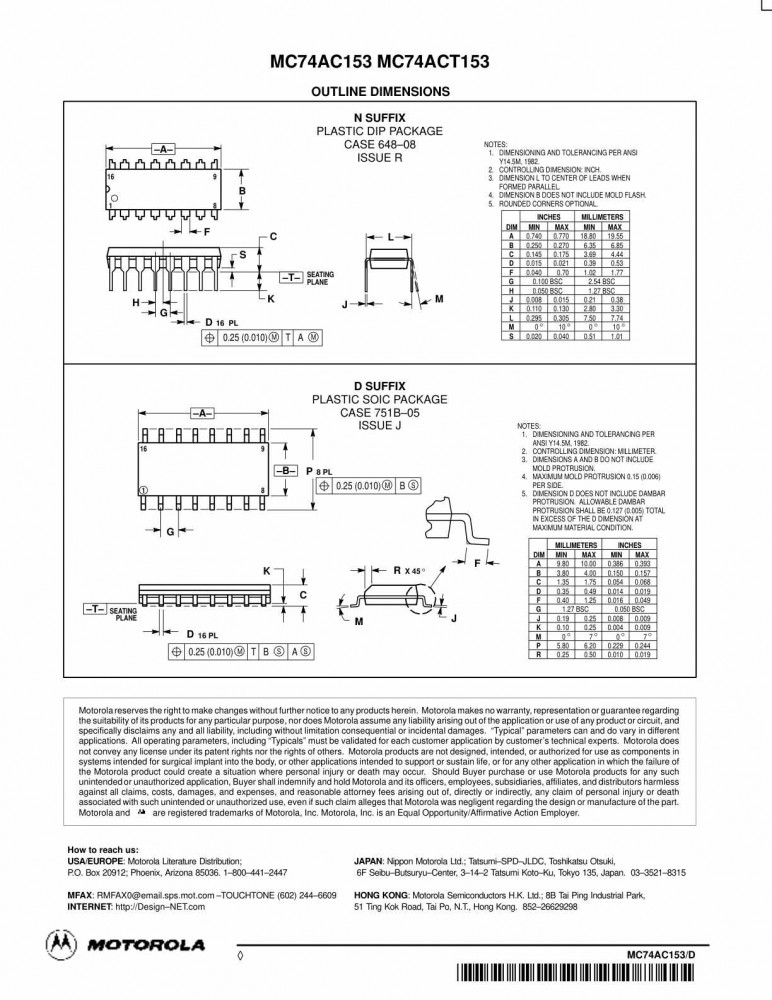 MC74AC153DR2 datasheet page 6