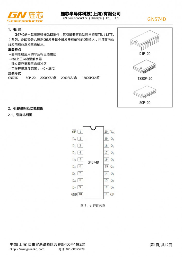 GN574D datasheet page 1