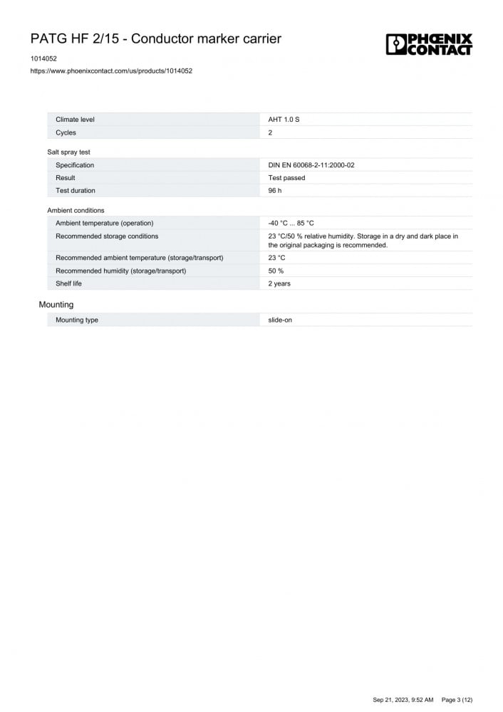 Phoenix Contact 1014052 documentation page 3