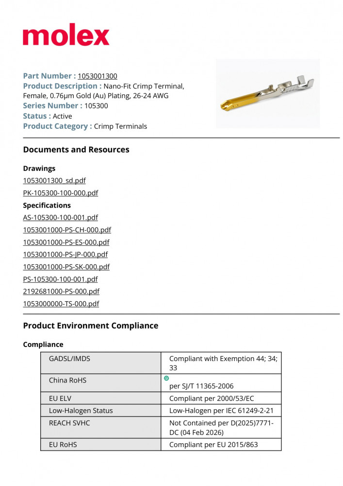 Nano-Fit family product specification, document page 1