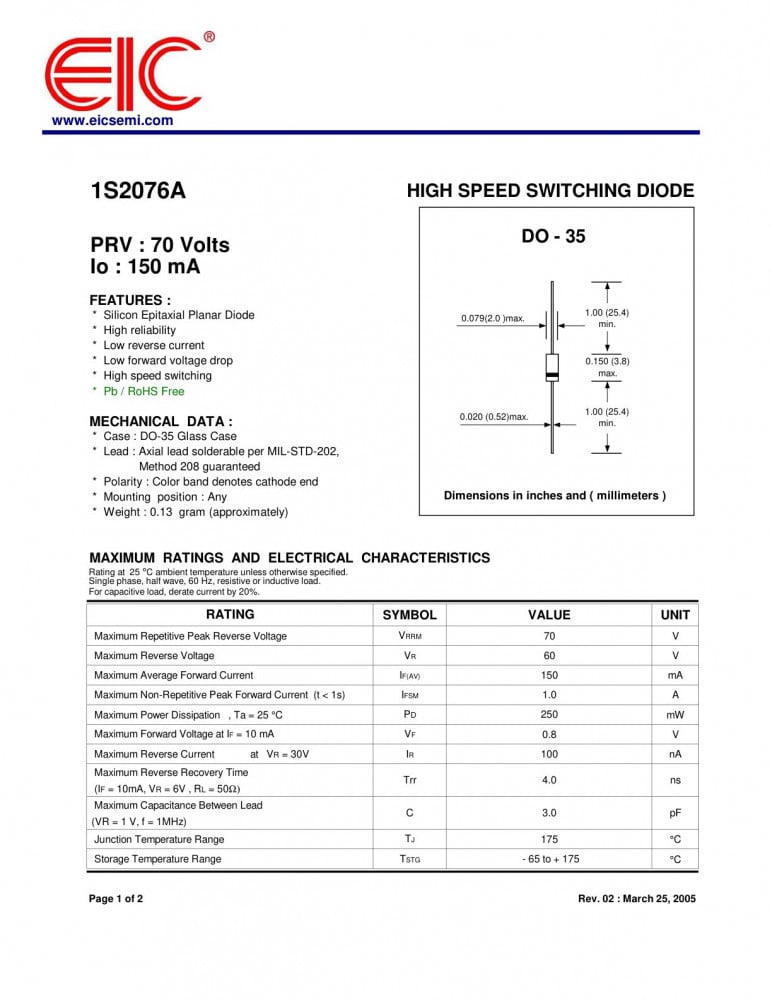 EIC 1S2076A datasheet page 1