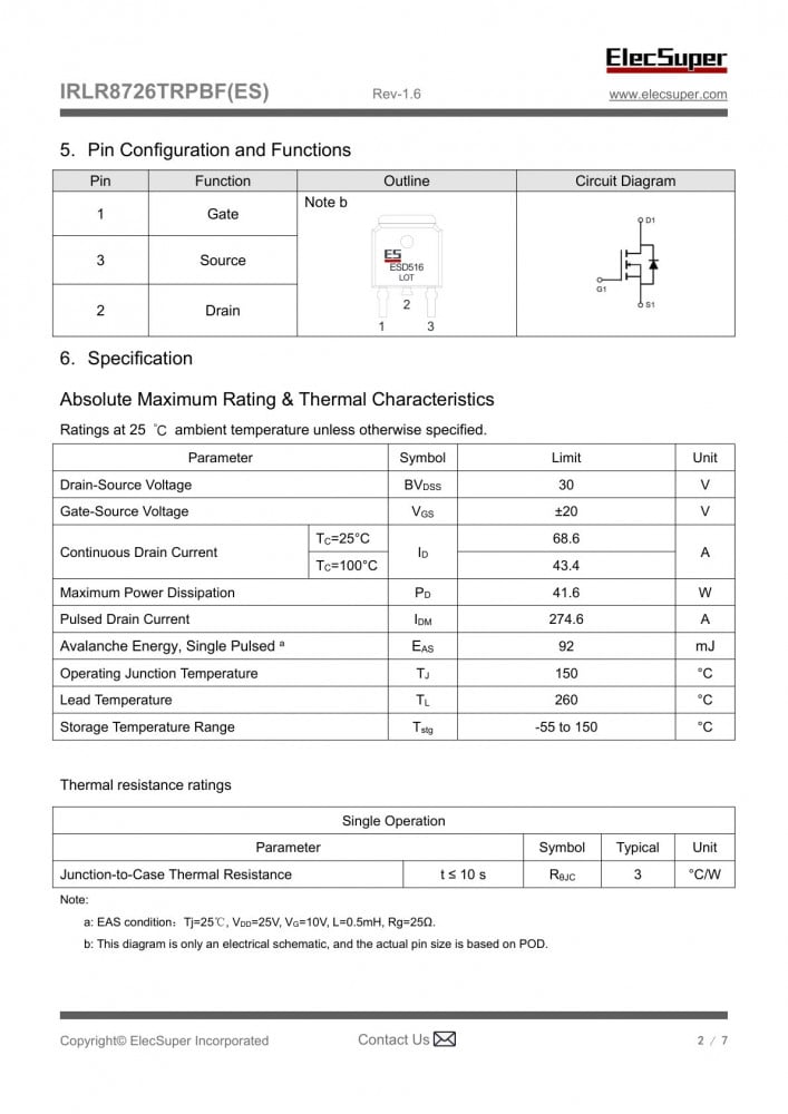IRLR8726TRPBF(ES) datasheet page 2