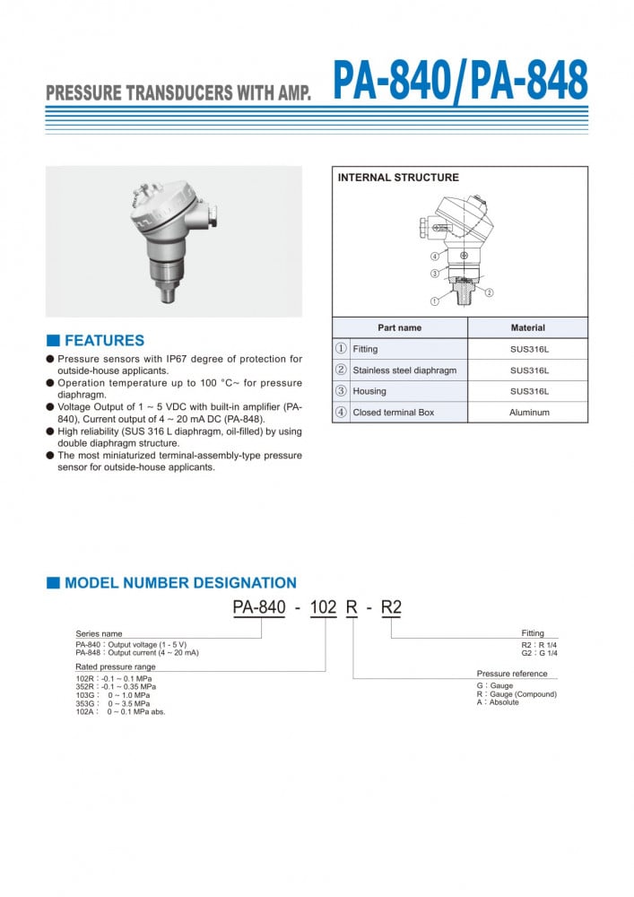 PA-848 series technical document page 1