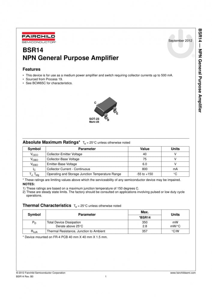 BSR14 datasheet page 2