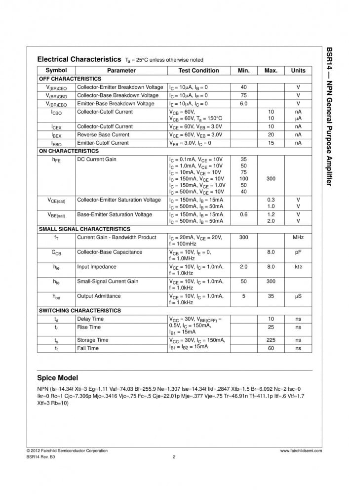 BSR14 datasheet page 3