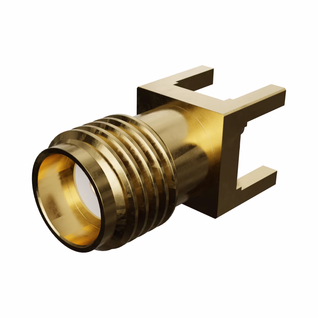 SMA Jack, Straight, PCB Receptacle, Through Hole, with Standoffs, Brass Body, Gold (Au) Plated, 20 Pieces Per Tray, 50 Ohms for sale