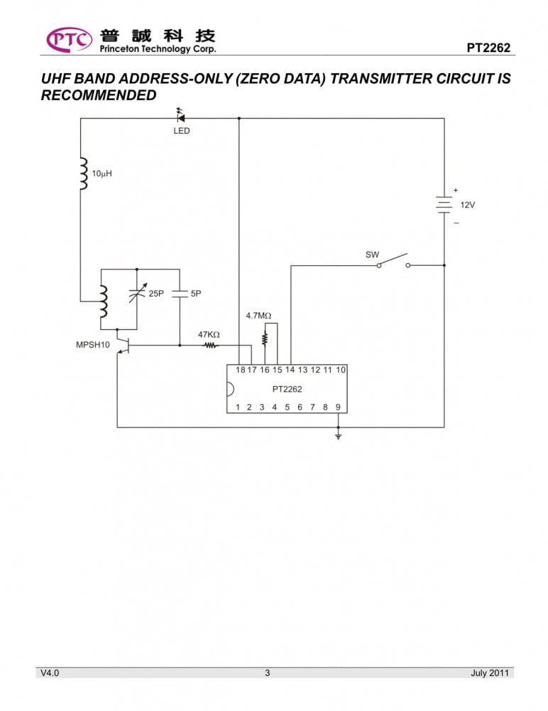PT2262 datasheet page 3