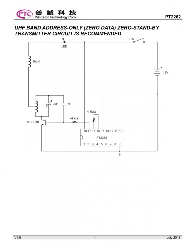 PT2262 datasheet page 4