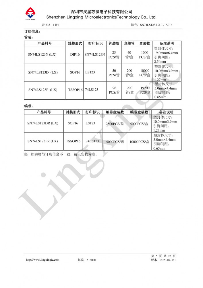 SN74LS123N(LX) datasheet page 5