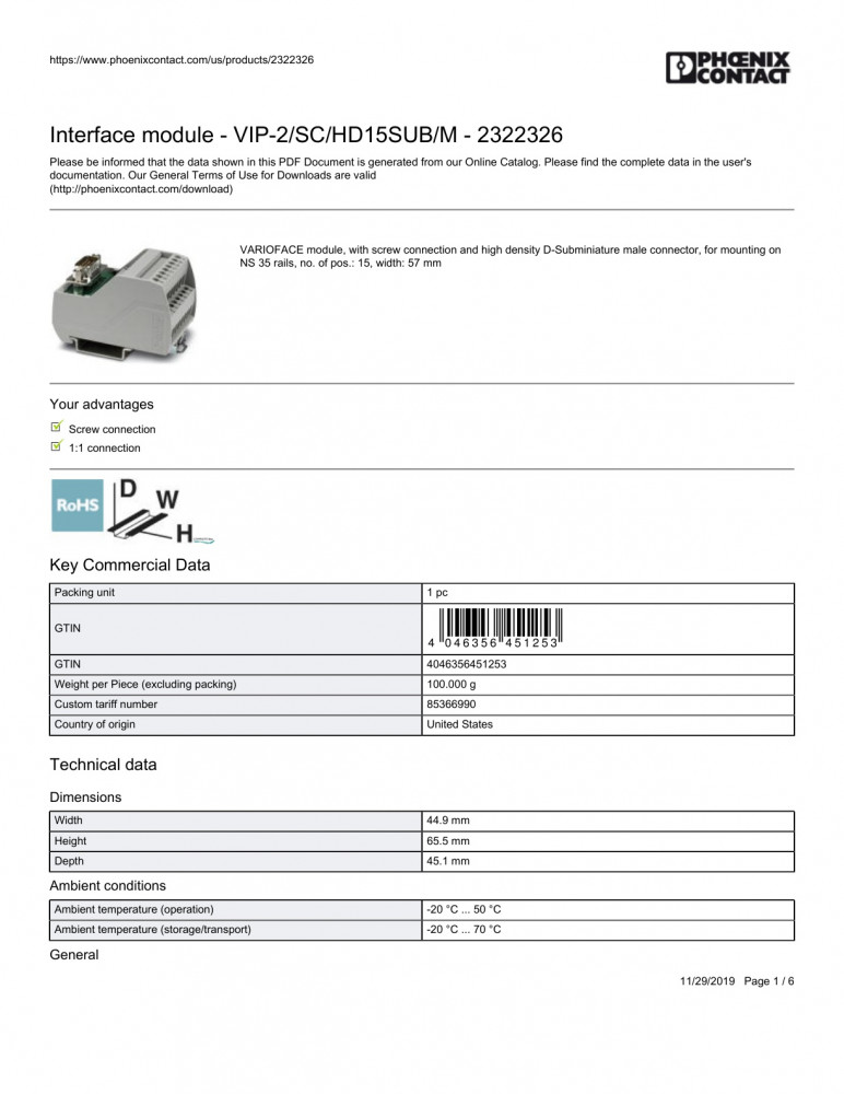 2322326 product documentation page 1